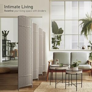 Sorbus 8 Panel Room Divider 6 ft. Tall - Privacy Screen, Extra Wide Double Hinged Panels, Mesh Hand-Woven Design, Partition Room Dividers and Folding Privacy Screens, Wall Divider for Room Separation