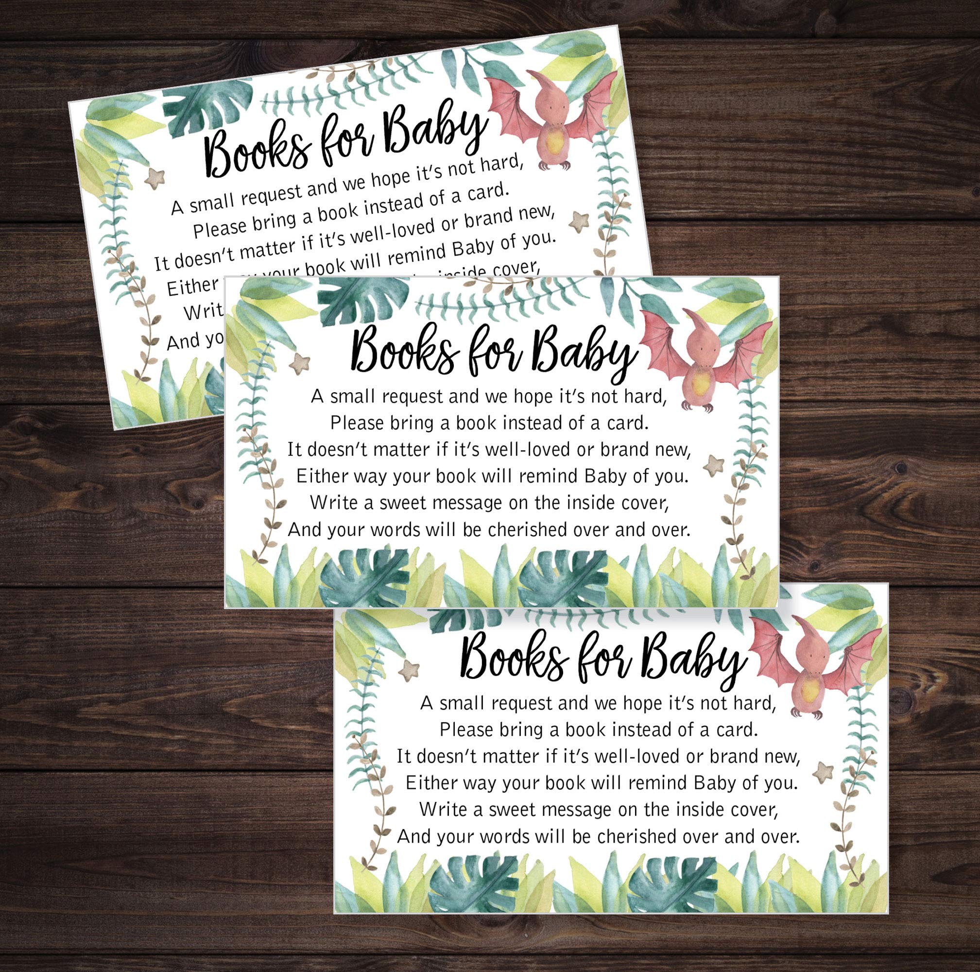 All Ewired Up 50 Books for Baby Request Insert Card for Boy Dinosaur Baby Shower Invitations or invites, Cute Bring A Book Instead of A Card Theme for Gender Reveal Party Story Games