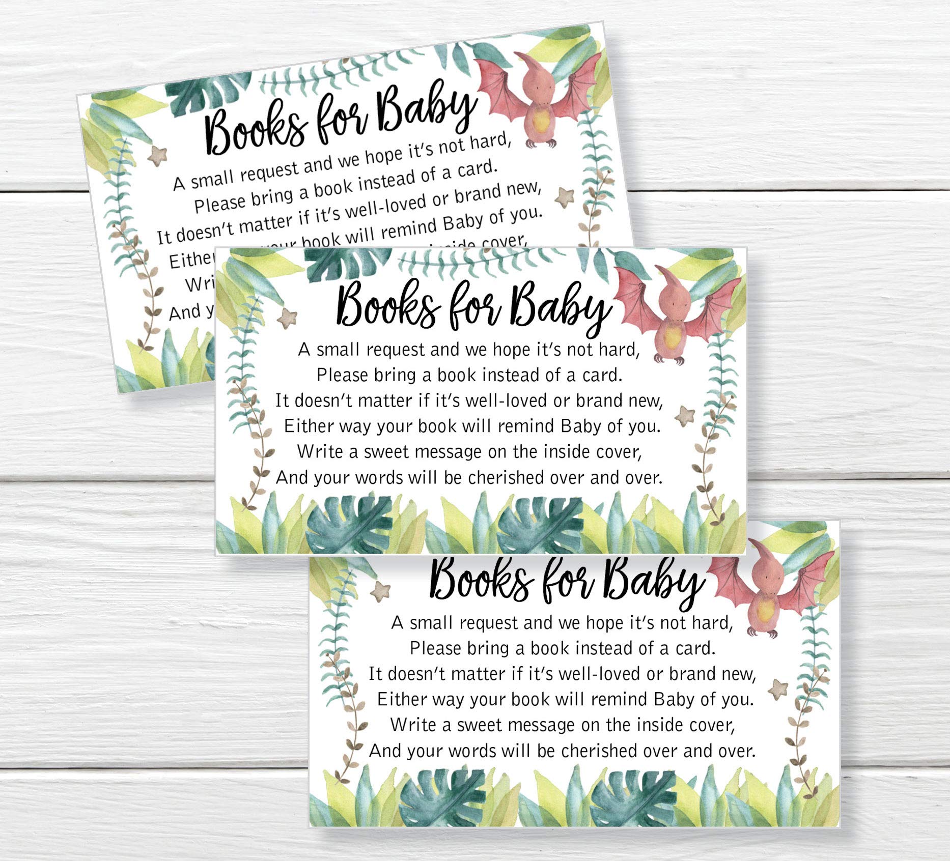 All Ewired Up 50 Books for Baby Request Insert Card for Boy Dinosaur Baby Shower Invitations or invites, Cute Bring A Book Instead of A Card Theme for Gender Reveal Party Story Games