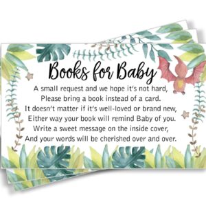 All Ewired Up 50 Books for Baby Request Insert Card for Boy Dinosaur Baby Shower Invitations or invites, Cute Bring A Book Instead of A Card Theme for Gender Reveal Party Story Games