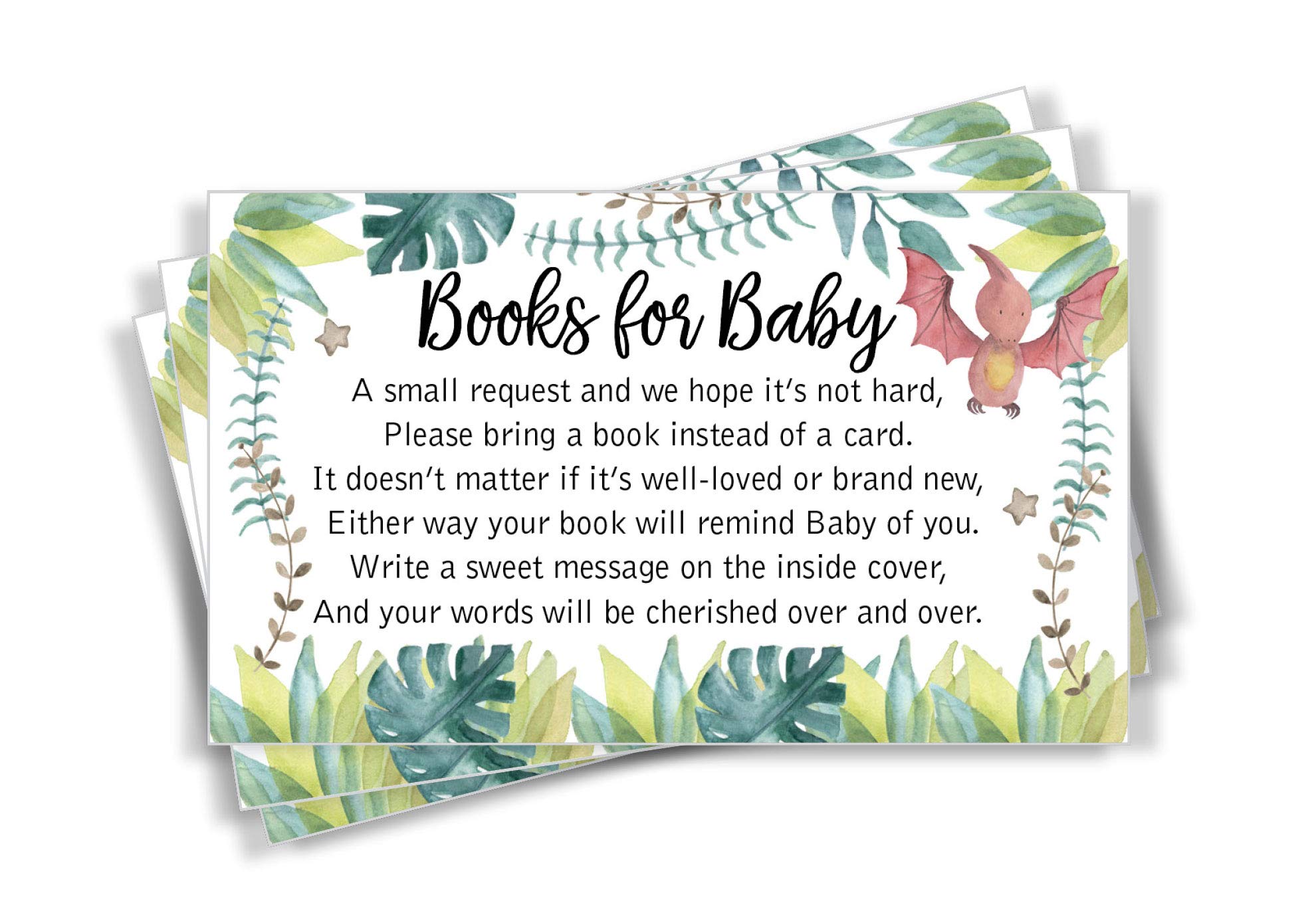 All Ewired Up 50 Books for Baby Request Insert Card for Boy Dinosaur Baby Shower Invitations or invites, Cute Bring A Book Instead of A Card Theme for Gender Reveal Party Story Games