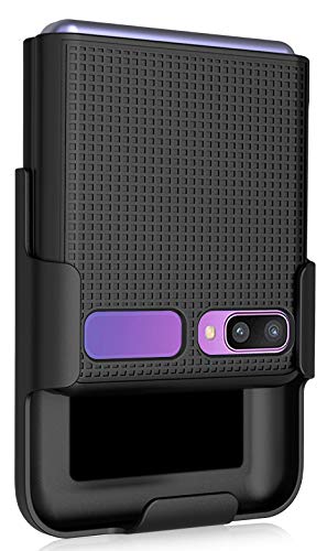 Case with Clip for Galaxy Z Flip, Nakedcellphone [Black] Snap-On Cover with [Rotating/Ratchet] Belt Hip Holster Holder Combo for Samsung Galaxy Z Flip 5G Phone (SM-F700, SM-F707) 2020