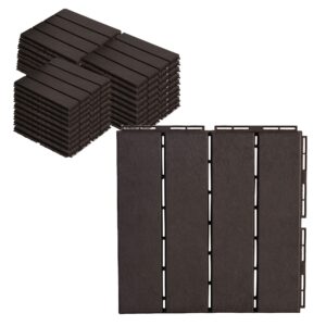 asteroutdoor interlocking deck tiles plastic waterproof outdoor flooring 12" x 12" for patio garden deck poolside indoor outdoor, 27 pcs, brown