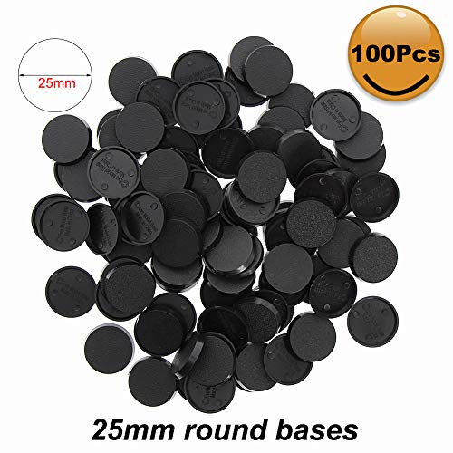 Evemodel MB325 100pcs Round Plastic Model Bases 25mm or 0.98inch for Gaming Miniatures or Wargames Table Games