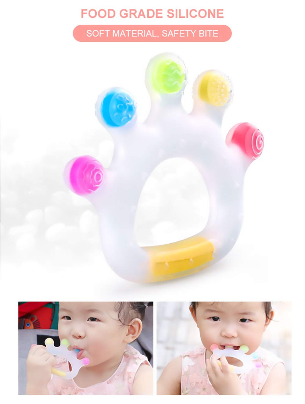 Baby Palm Teether, Silicone Teething Toys for Babies 0-6 Months,6-12 Months, Soothing Teething Pain, BPA Free, Easy Grasp, Anti-Choking