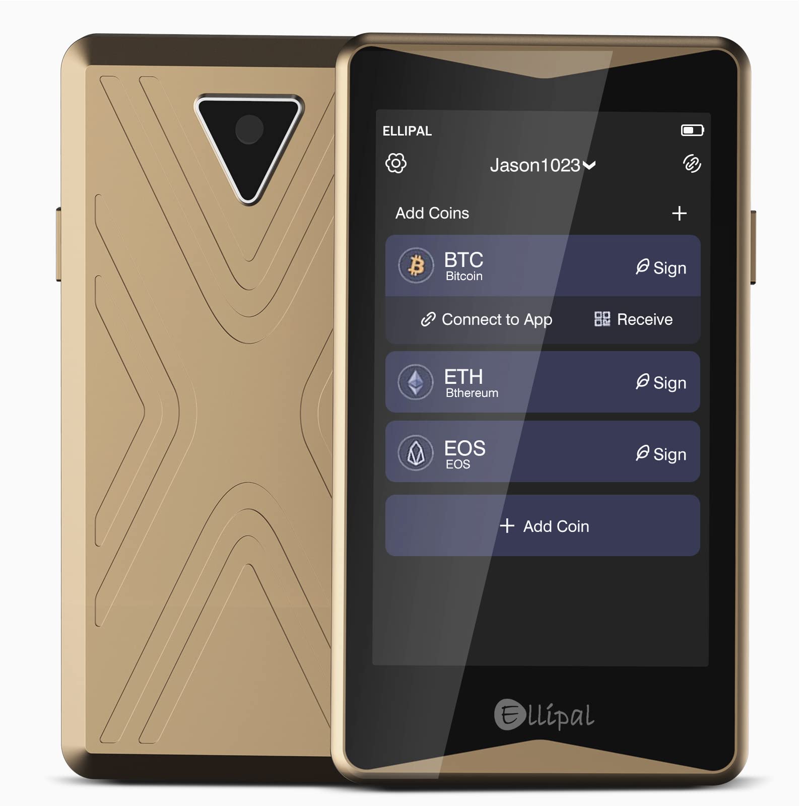 ELLIPAL Hardware Cryptocurrency Wallet Cold Wallet Gold Titan, 100% Air-gapped & Internet Isolated, Anti-Tampering, Supporting Multi-Currency, w/Mnemonics Card, Ideal for BTC XRP ETH USDT TRX HBAR