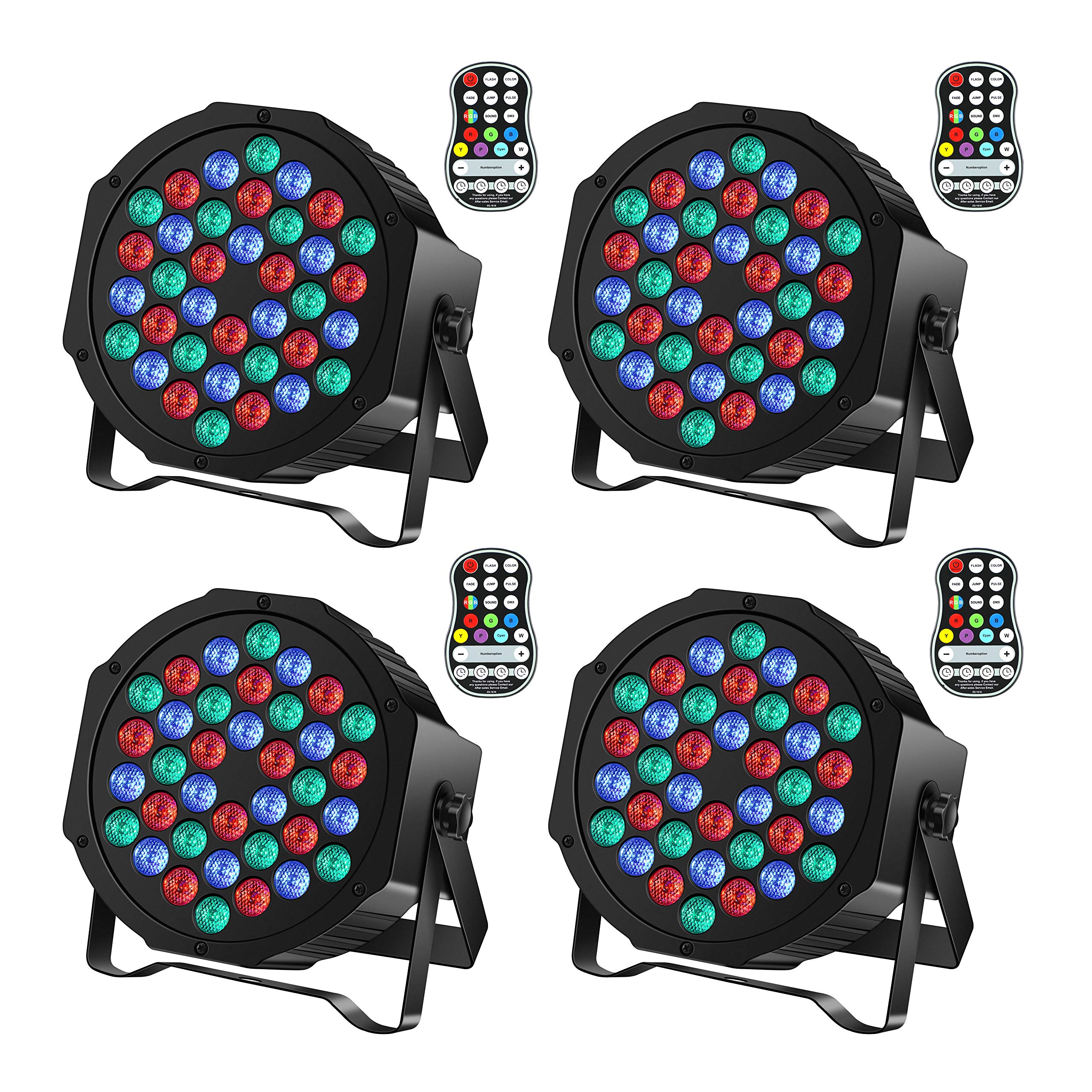 Rechargeable Par Can Lights U`King Wireless LED Uplights Battery Powered Uplighting RGB 36W Stage Lighting for Events DJ Disco Wedding Party - 4 Pack