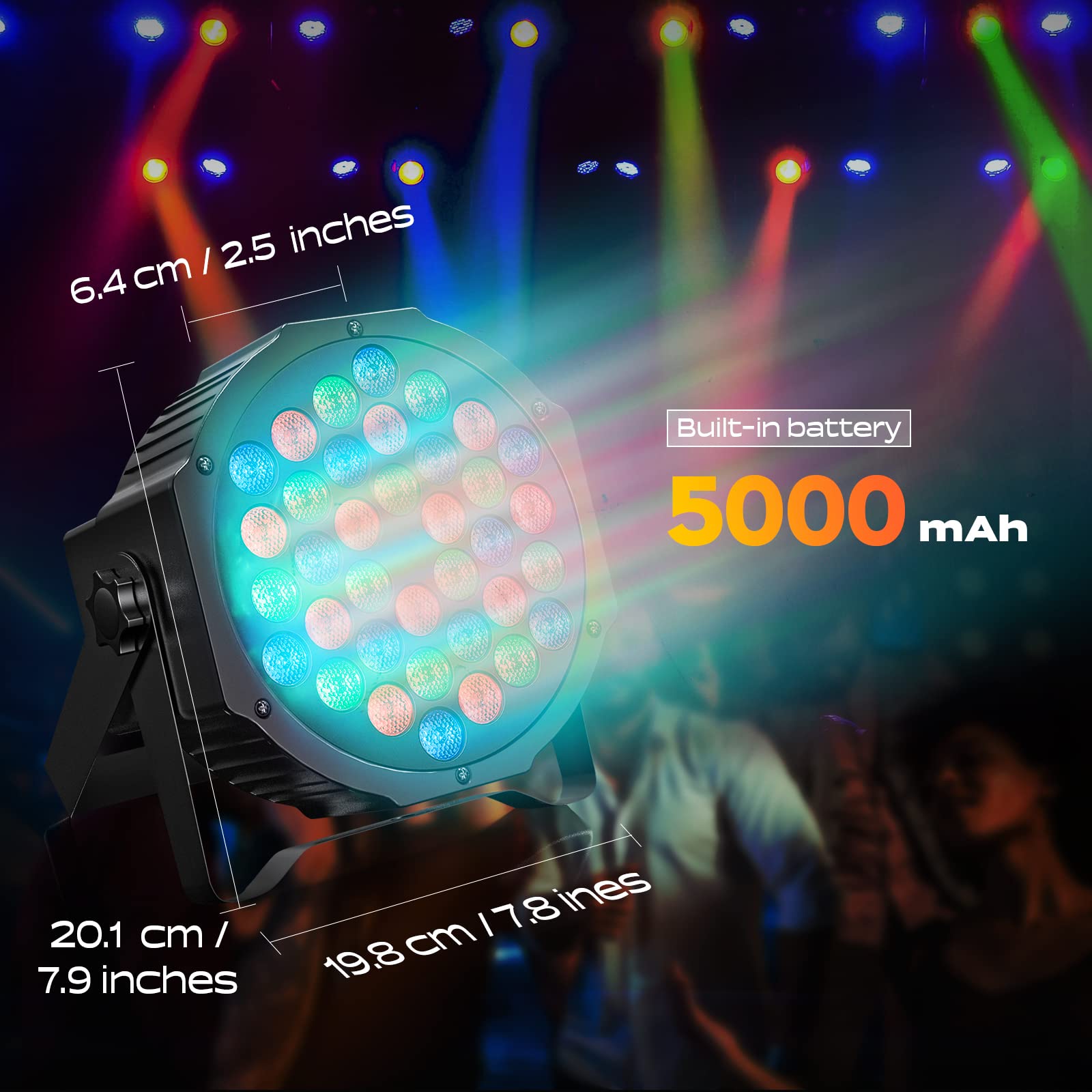 Rechargeable Par Can Lights U`King Wireless LED Uplights Battery Powered Uplighting RGB 36W Stage Lighting for Events DJ Disco Wedding Party - 4 Pack