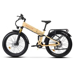 W Wallke X3 Pro Electric Bike for Adults Folding 750W-Exceed 1000W Standard Max Speed 32MPH 48V 20AH 26 Inch Fat Tire EBike Mountain Electric Bicycle Full Suspension 7-Speed