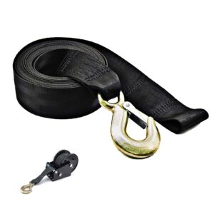 heavy duty winch strap, tow straps with hook and loop end for boat, trailer, wave runner, fishing jet ski,towing replacement securing tie down marine - 2" x 20', break strength 3500lbs