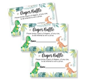 all ewired up 50 dinosaur diaper raffle tickets diaper raffle ticket lottery insert cards baby shower invitations, supplies and games for baby reveal party, gender neutral bring a pack of diapers