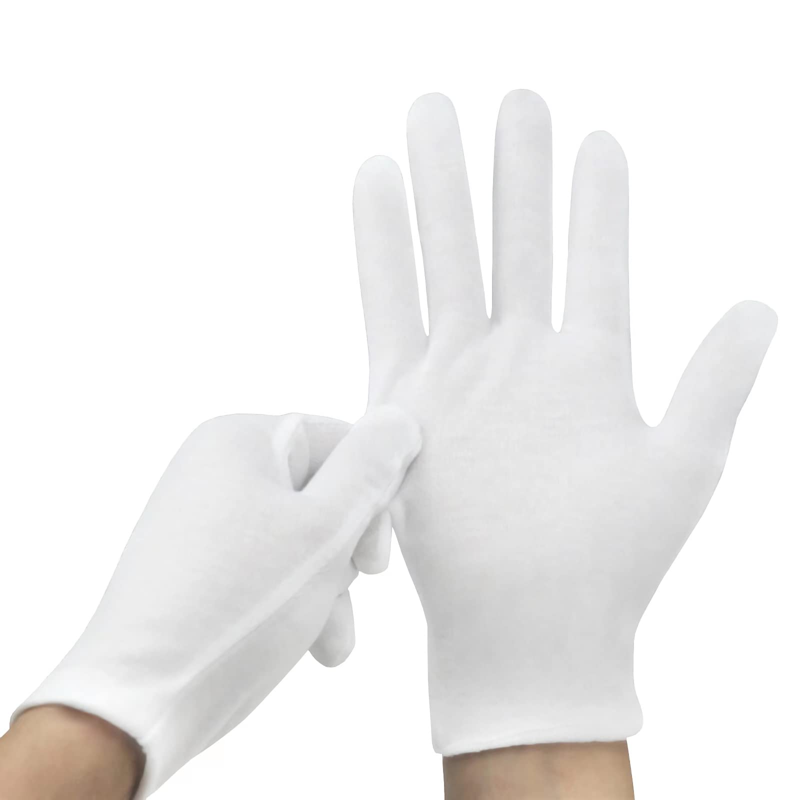 GRIMSON 10Pairs White Cotton Gloves Thickened Stretchable Glove SPA Gloves Inspection Gloves Moisturizing Eczema…