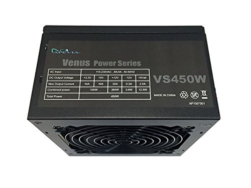 APEVIA ATX-VS450W-10 Venus 450W ATX Power Supply with Auto-Thermally Controlled 120mm Fan, 115/230V Switch, All Protections (10-pk)