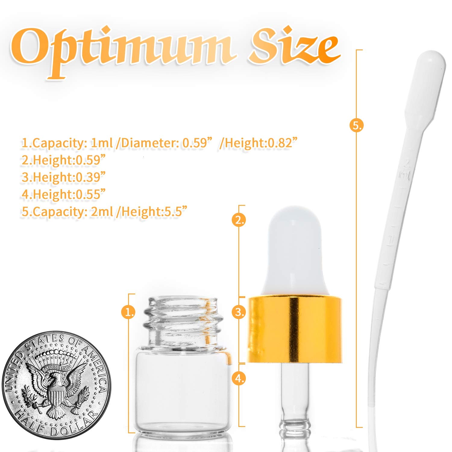 Rocinha 50 Pcs Sample Dropper Bottles, Clear Mini Dropper Bottles with Small Liquid for Essential Oils Sample Cosmetic Perfume Traveling