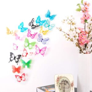 95PCS Butterfly Wall Decals 3D Butterflies Wall Stickers Removable Mural Decals DIY Home Decoration Kids Room Bedroom Decor