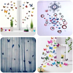 95PCS Butterfly Wall Decals 3D Butterflies Wall Stickers Removable Mural Decals DIY Home Decoration Kids Room Bedroom Decor