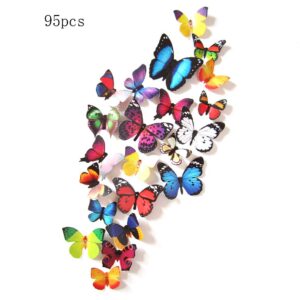 95PCS Butterfly Wall Decals 3D Butterflies Wall Stickers Removable Mural Decals DIY Home Decoration Kids Room Bedroom Decor