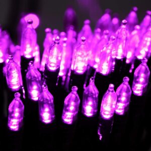 Minetom Halloween String Lights Outdoor, 33Feet 100 LED Waterproof Christmas Lights with 8 Lighting Modes for Halloween Garden Party Christmas Xmas Tree Lights Decor(Purple)