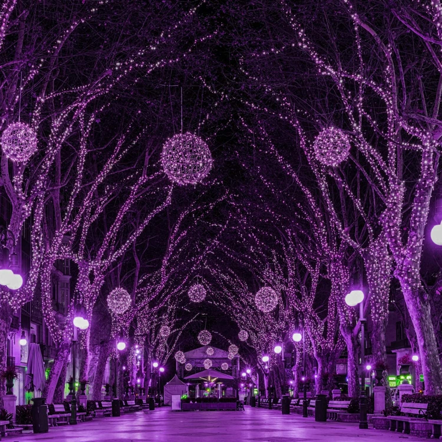 Minetom Halloween String Lights Outdoor, 33Feet 100 LED Waterproof Christmas Lights with 8 Lighting Modes for Halloween Garden Party Christmas Xmas Tree Lights Decor(Purple)