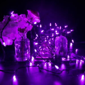 Minetom Halloween String Lights Outdoor, 33Feet 100 LED Waterproof Christmas Lights with 8 Lighting Modes for Halloween Garden Party Christmas Xmas Tree Lights Decor(Purple)