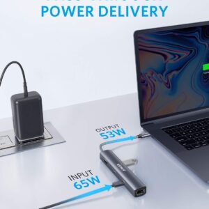 Anker 6-in-1 USB C Hub with 65W Power Delivery, 4K HDMI, 1Gbps Ethernet, USB Ports for MacBook Air, iPad Pro, XPS, and More