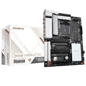 gigabyte b550 vision d (amd ryzen 5000/b550/atx/3xpcie 4.0/3.0/ddr4/ecc memory/titan ridge/3xm.2/usb3.2 gen 2 type-c/intel wifi 6/fully quadro qvl tested/dual intel lan/1xhdmi 2.1/motherboard)