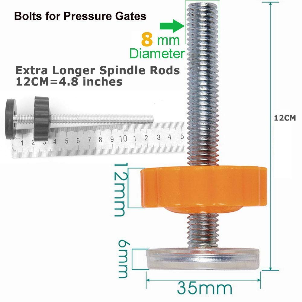 Vmaisi Baby Gate Wall Protector - 4 Pack Bundle with Threaded Spindle Rods Extra Long Baby Gate Accessory Replacement Screws Parts