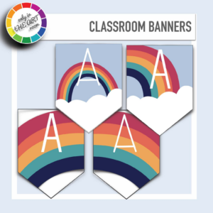 classroom banner rainbow theme