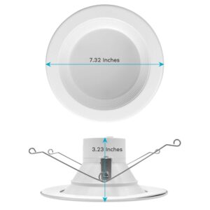 LUXRITE 5/6 Inch LED Recessed Retrofit Downlight, 14W=90W, CCT Color Selectable 2700K | 3000K | 3500K | 4000K | 5000K, Dimmable Can Light, 1100 Lumens, Wet Rated, Energy Star, Baffle Trim (4 Pack)