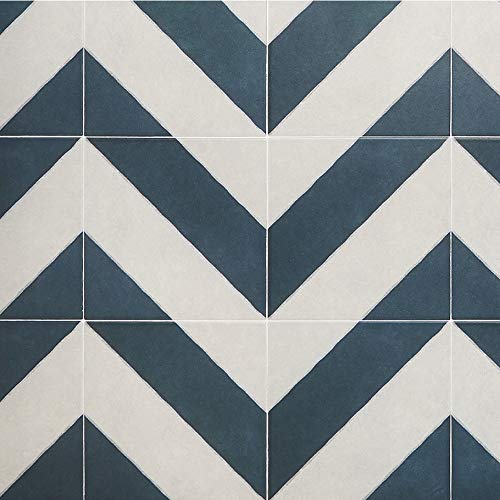 Anya Navy Diagonal Square 9 in. x 9 in. Glazed Porcelain Tile Sample