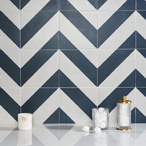 Anya Navy Diagonal Square 9 in. x 9 in. Glazed Porcelain Tile Sample