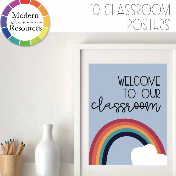 10 Classroom Posters Rainbow theme