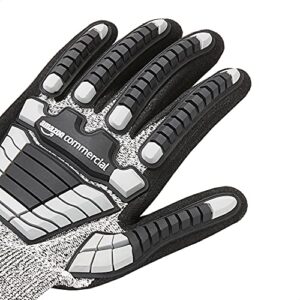 AmazonCommercial 13G SilverSilk & Sandy Nitrile Gloves with Impact Protection (Grey/Black), Size XL, 1-Pair