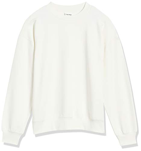 The Drop Women's Margot Loose Long Sleeve Crewneck Drop Shoulder Sweatshirt, Ivory, S