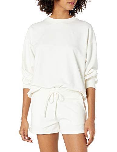 The Drop Women's Margot Loose Long Sleeve Crewneck Drop Shoulder Sweatshirt, Ivory, S