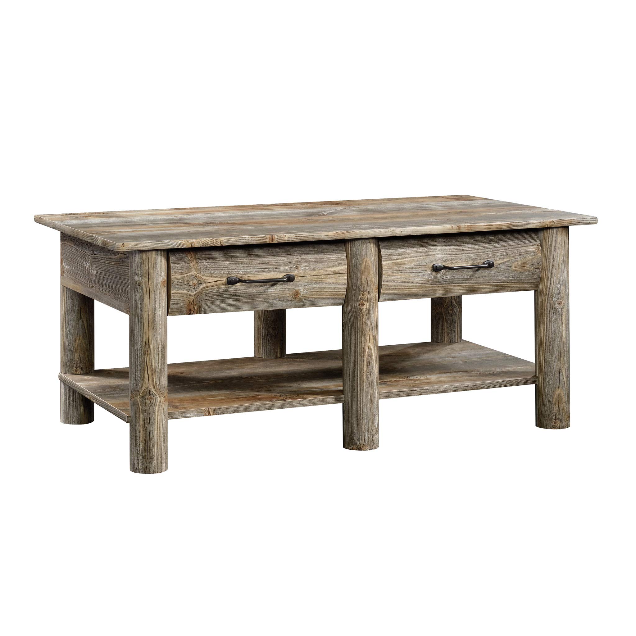 Sauder Boone Mountain Coffee Table, L: 43.07" x W: 23.47" x H: 17.95", Rustic Cedar Finish