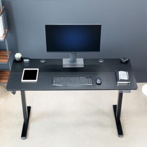 VIVO Electric 55 x 24 inch Stand Up Desk, Complete Height Adjustable Standing Home & Office Workstation with Memory Controller, Black Top, Black Frame, DESK-E155TB