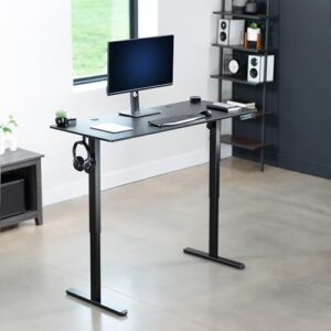 VIVO Electric 55 x 24 inch Stand Up Desk, Complete Height Adjustable Standing Home & Office Workstation with Memory Controller, Black Top, Black Frame, DESK-E155TB