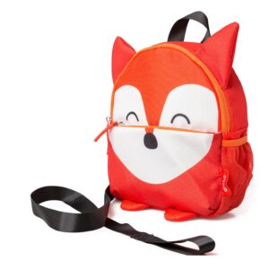 diono fox character kids mini back pack toddler leash & harness for child safety, with padded shoulder straps for child comfort