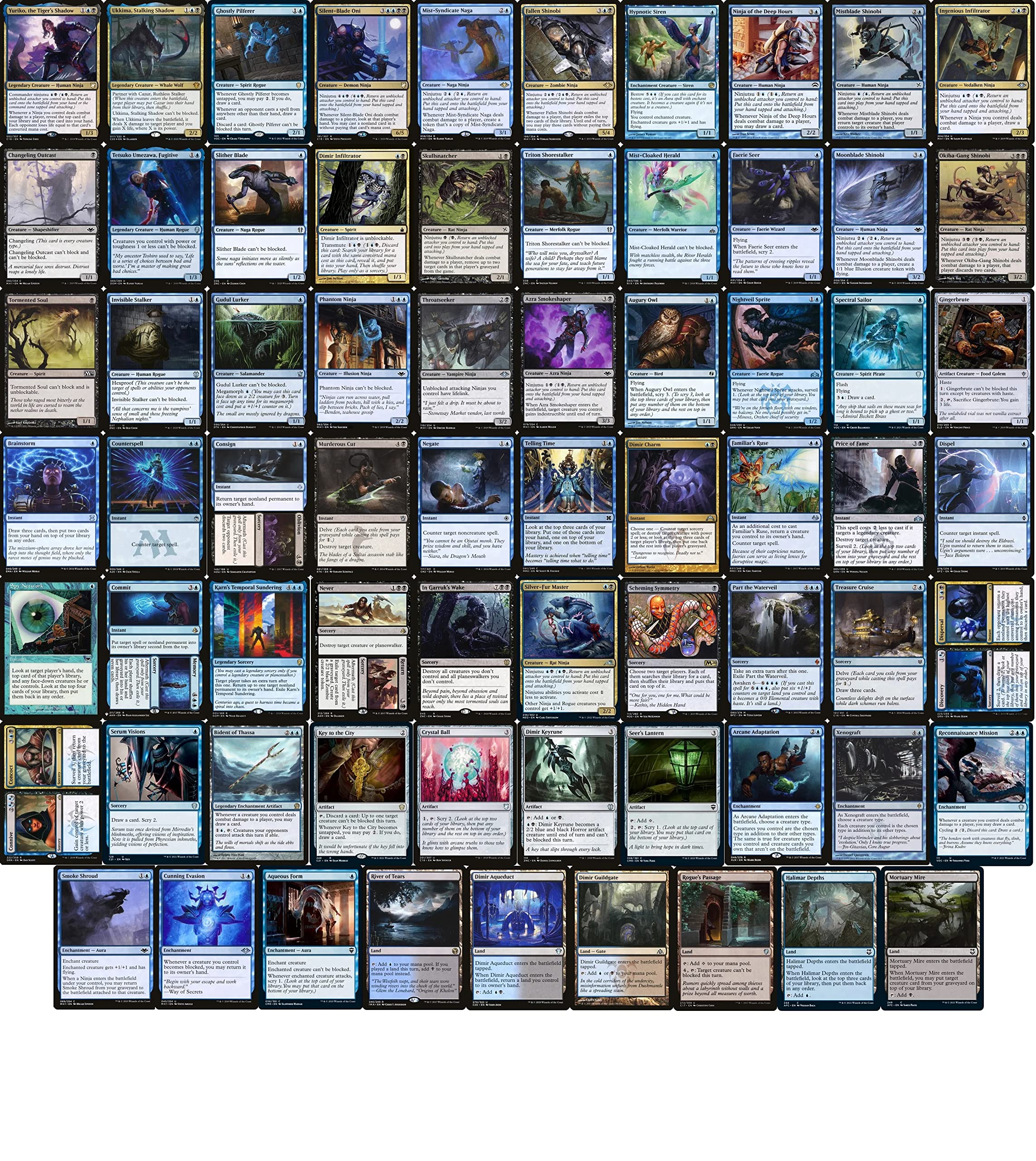 Ninja Commander Deck - Yuriko - Dimir Blue Black - EDH - 100 Card - Custom Magic The Gathering Deck - Very Strong!