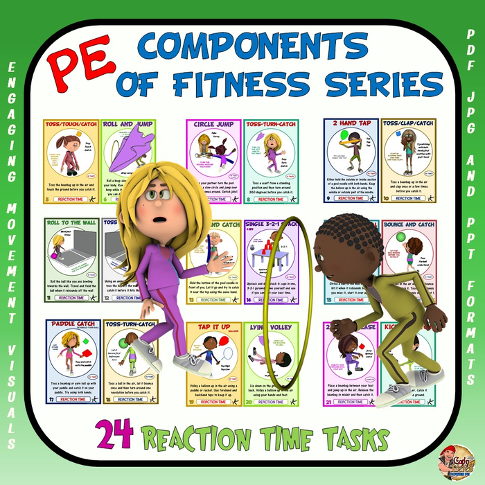 PE Component of Fitness Task Cards: 24 Reaction Time Movements