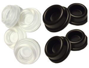 combo of 4 pc clear door stopper bumpers + 4 pc black door stopper bumpers prevent damage to walls from door knob handles, guard and sheild