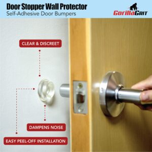 Combo of 4 PC Clear Door Stopper Bumpers + 4 PC Black Door Stopper Bumpers Prevent Damage to Walls from Door Knob Handles, Guard and Sheild