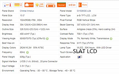 Innolux Chimei 15 Inch LCD Display G150XGE-L04 with Full kit of Driver Board