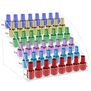 tasybox acrylic nail polish holder organizer rack, clear essential oils storage nail varnish display stand, 6 tier