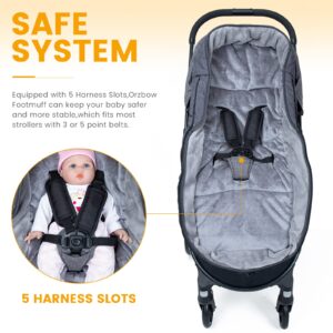 Orzbow Footmuff for Stroller,Weatherproof Anti-Kick Universal Toddler Sleeping Bag,Removable Warm Coral Fleece Lined Stroller Bunting Bag Footmuff(Light Gray)