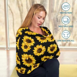 Nursing Cover Breastfeeding Scarf Sunflower- Baby Car Seat Covers, Stroller Cover, Carseat Canopy (n6)