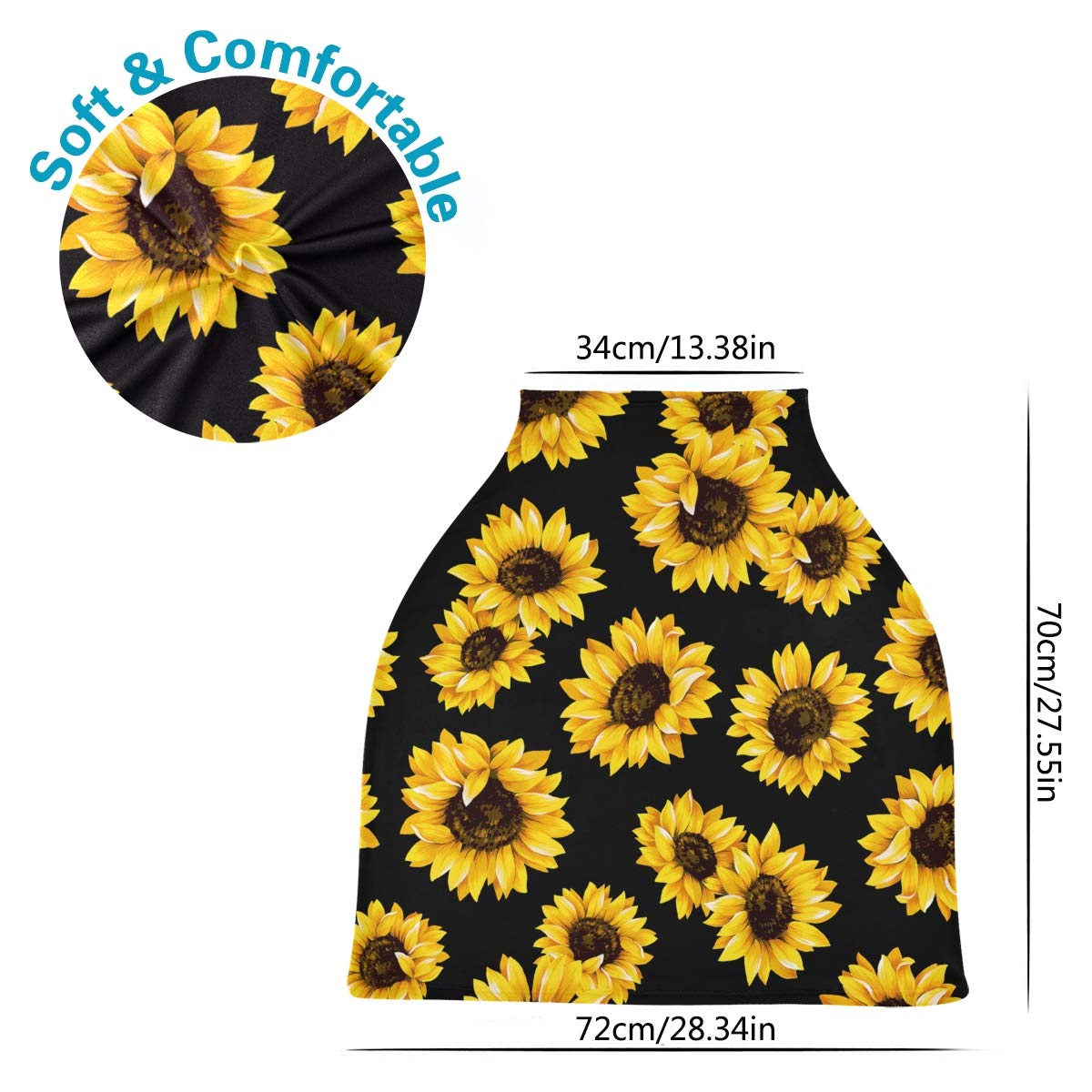 Nursing Cover Breastfeeding Scarf Sunflower- Baby Car Seat Covers, Stroller Cover, Carseat Canopy (n6)