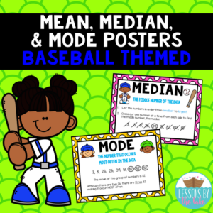 mean, median, & mode baseball themed posters