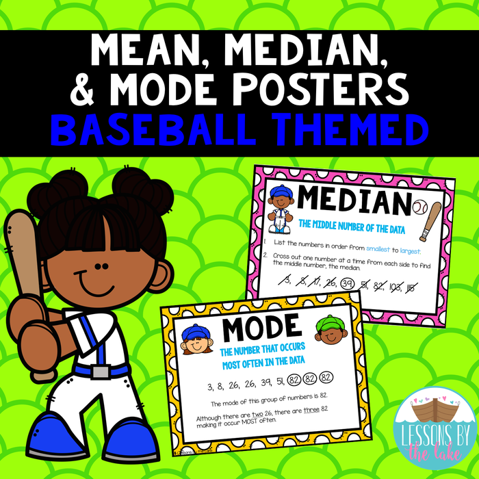 Mean, Median, & Mode Baseball Themed Posters